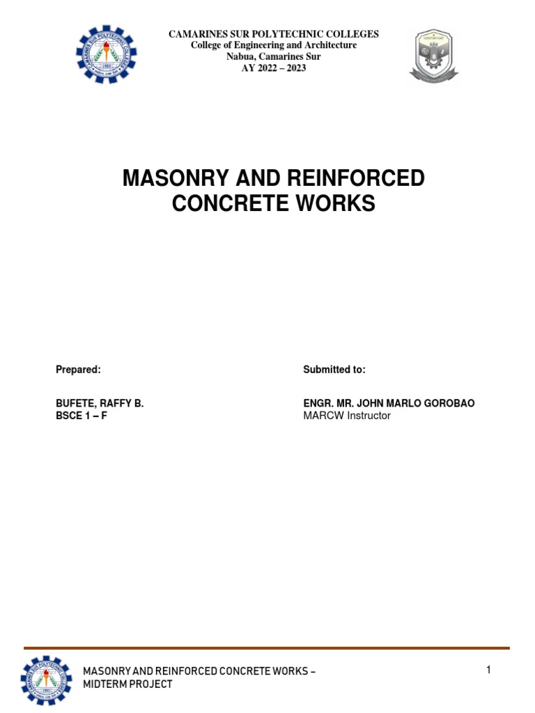 Masonry and Concrete Works Project | PDF | Concrete | Masonry