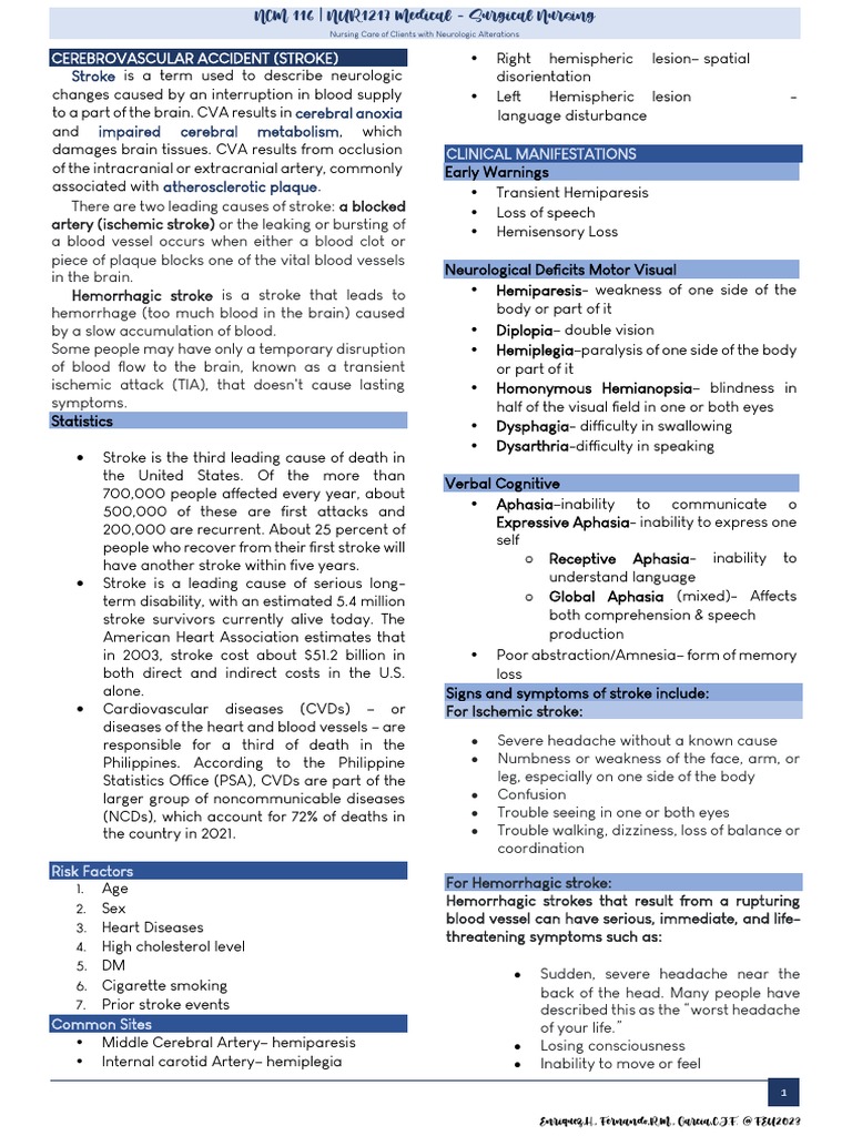 Cerebrovascular Accident Stroke Pdf Stroke Ischemia