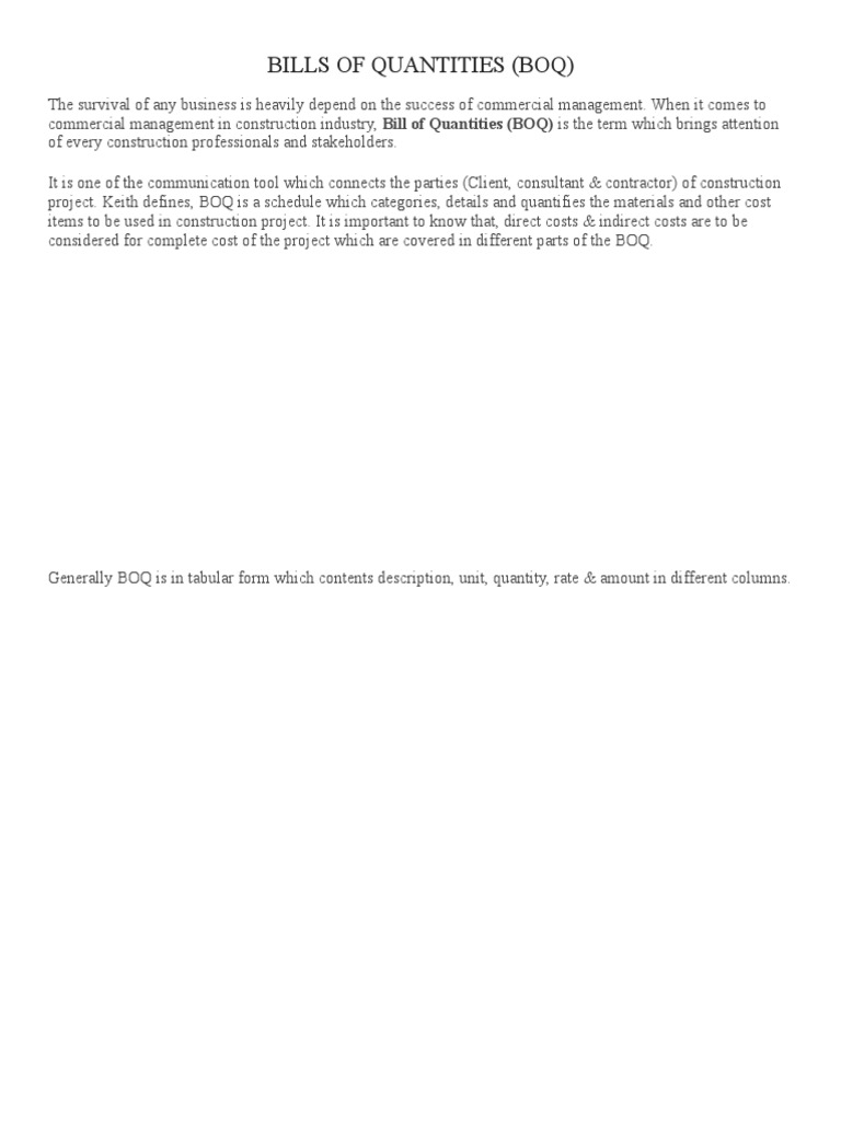 Basic Things You Should Know About Bill of Quantity (BOQ) - Basic Civil ...