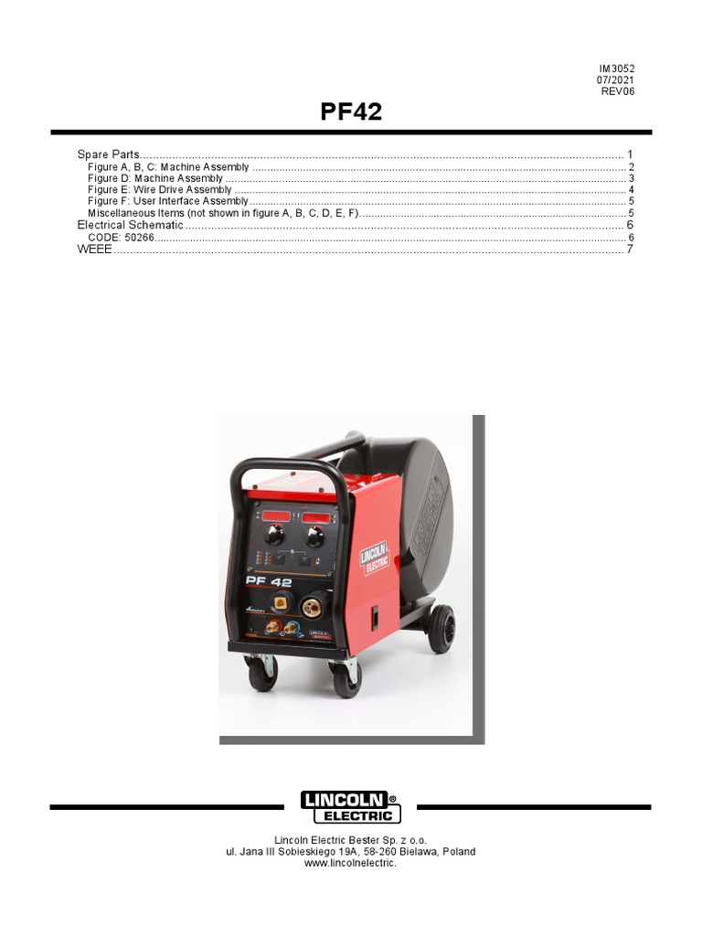 Lincoln PF42 - Spare - Parts-PF42 | PDF | Electrical Connector | Equipment
