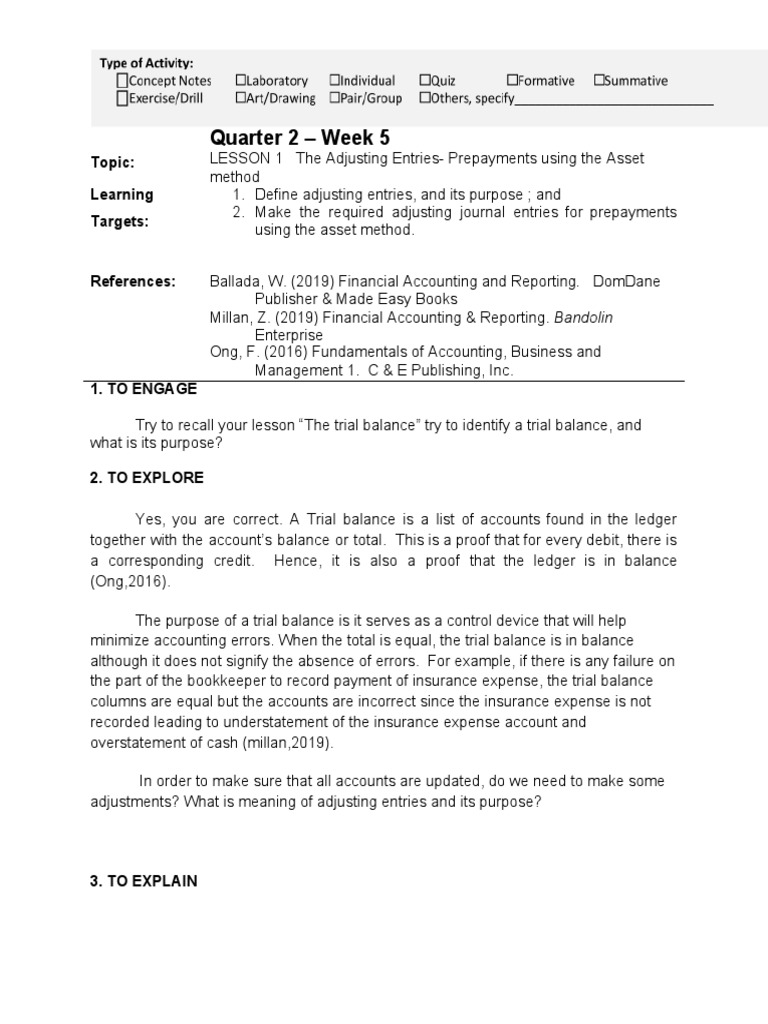 COMPLETEQuarter 2-Week 6-Lesson 1 - The Adjusting Entries - Prepayments ...