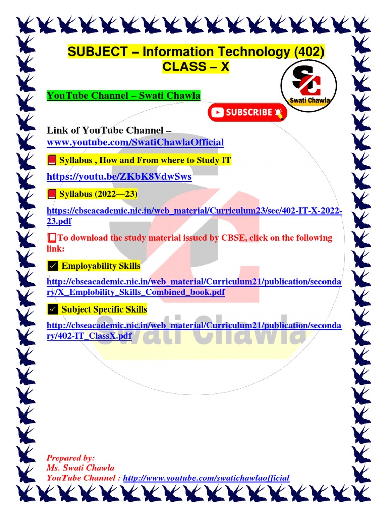 Class 10 IT Links 2022-23 | PDF | Databases | Information Technology