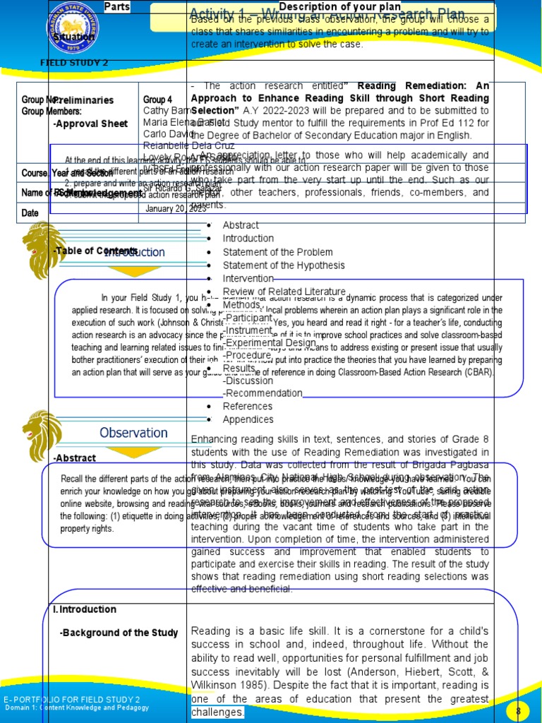 BARRETOCATHYV - FS 2 Activity 1 | PDF | Learning | Action Research