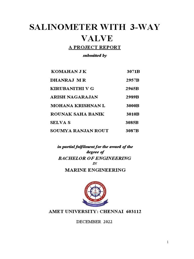 Salinometer With 3 Way Valve | PDF | Water Purification | Membrane