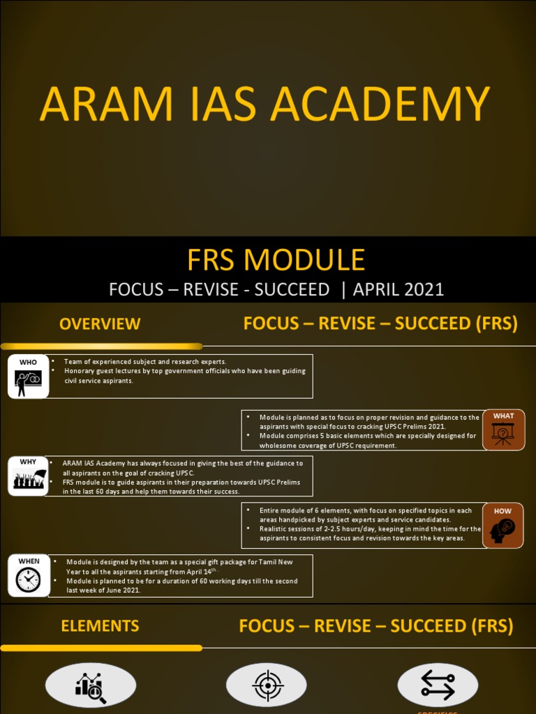 ARAM IAS Academy FRS Module Overview | PDF | Science