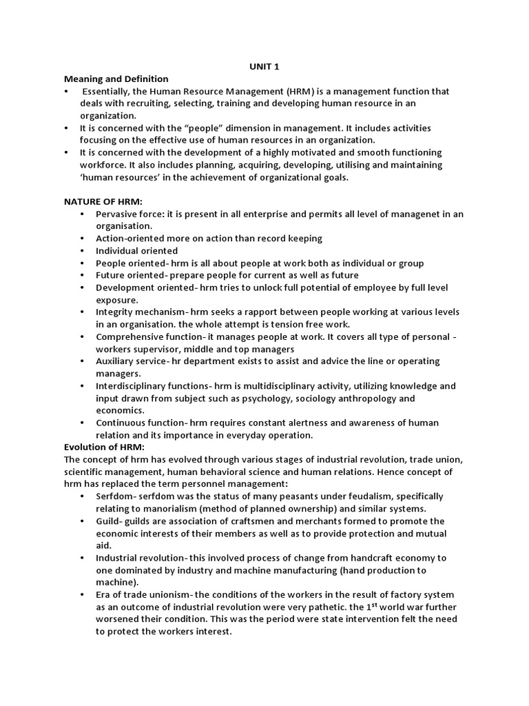 HRM Unit 1-5 | PDF | Human Resource Management | Human Resources