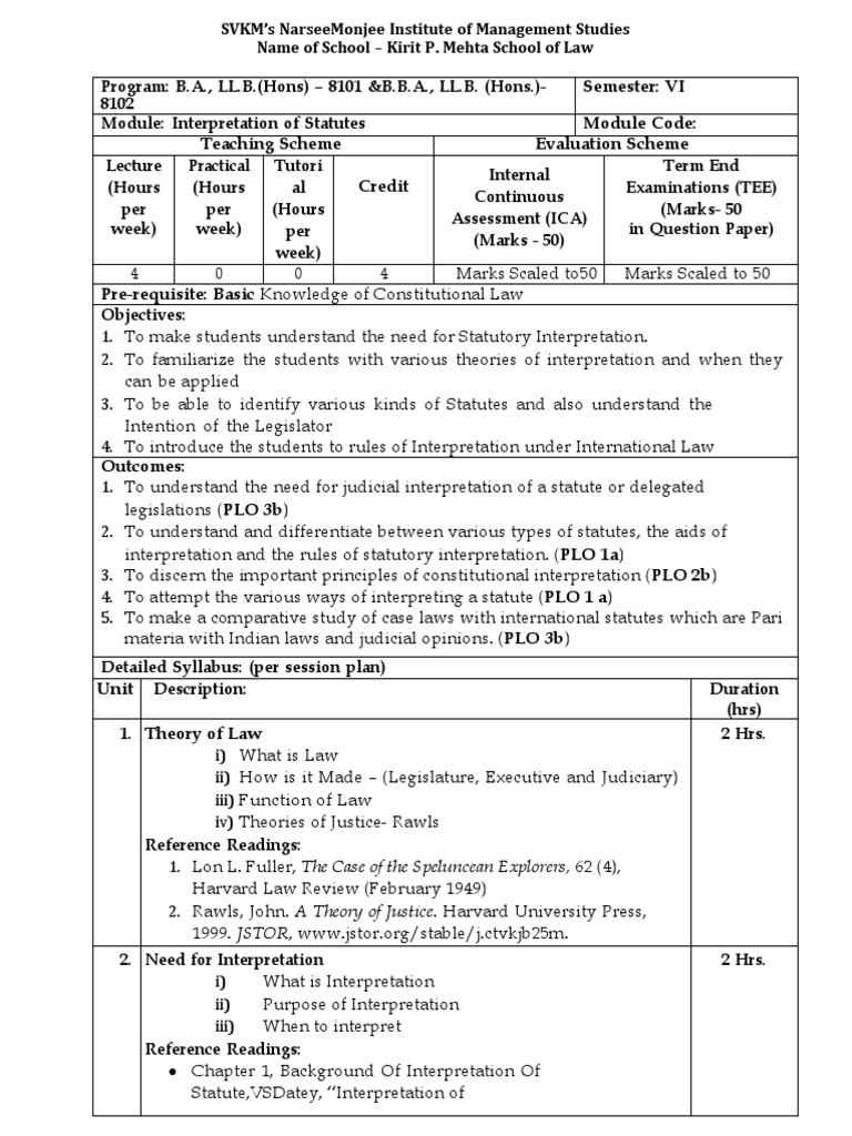 Interpretation of Statutes Module Overview | PDF | Statutory ...
