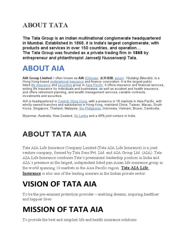 Tata Aia | PDF