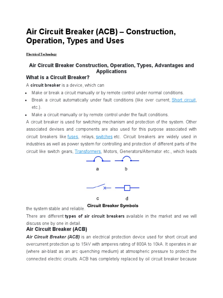 Air Circuit Breaker | PDF | Electric Arc | Energy Technology