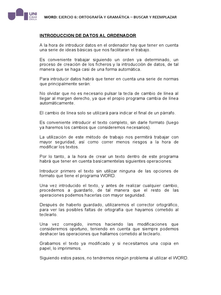 Guía para la introducción de datos en Word de forma ordenada y ...