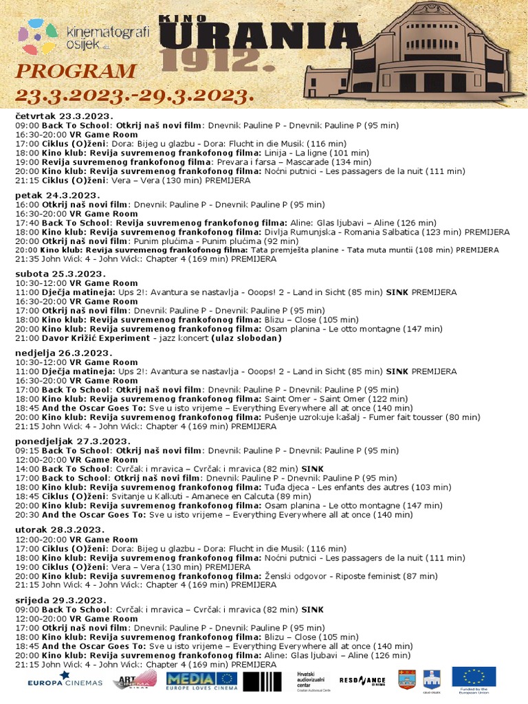 Program Kina Urania 23.3.-29.3.2023 | PDF