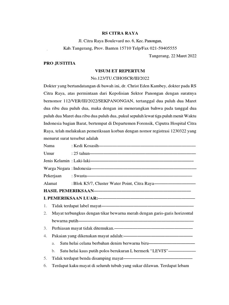 Visum Et Repertum Example | PDF