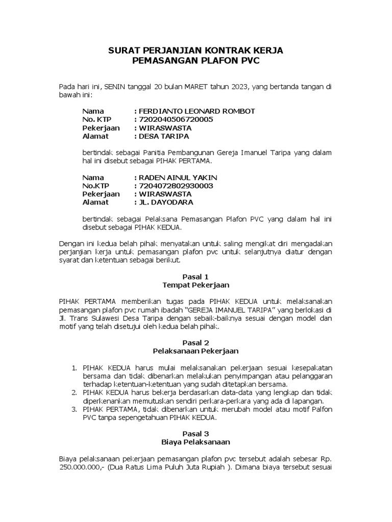 Surat-Perjanjian-Kontrak-Kerja-Proyek.doc | PDF