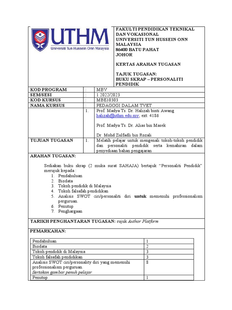 Buku Skrap Personaliti Pendidik | PDF