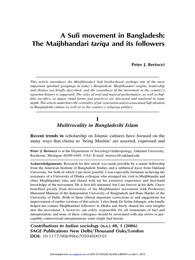A Sufi Movement in Bangladesh | PDF | Sufism