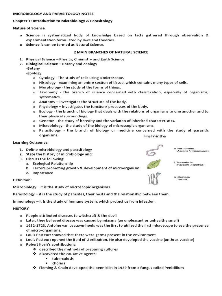 Microbiology and Parasitology Notes | PDF | Cell (Biology) | Bacteria