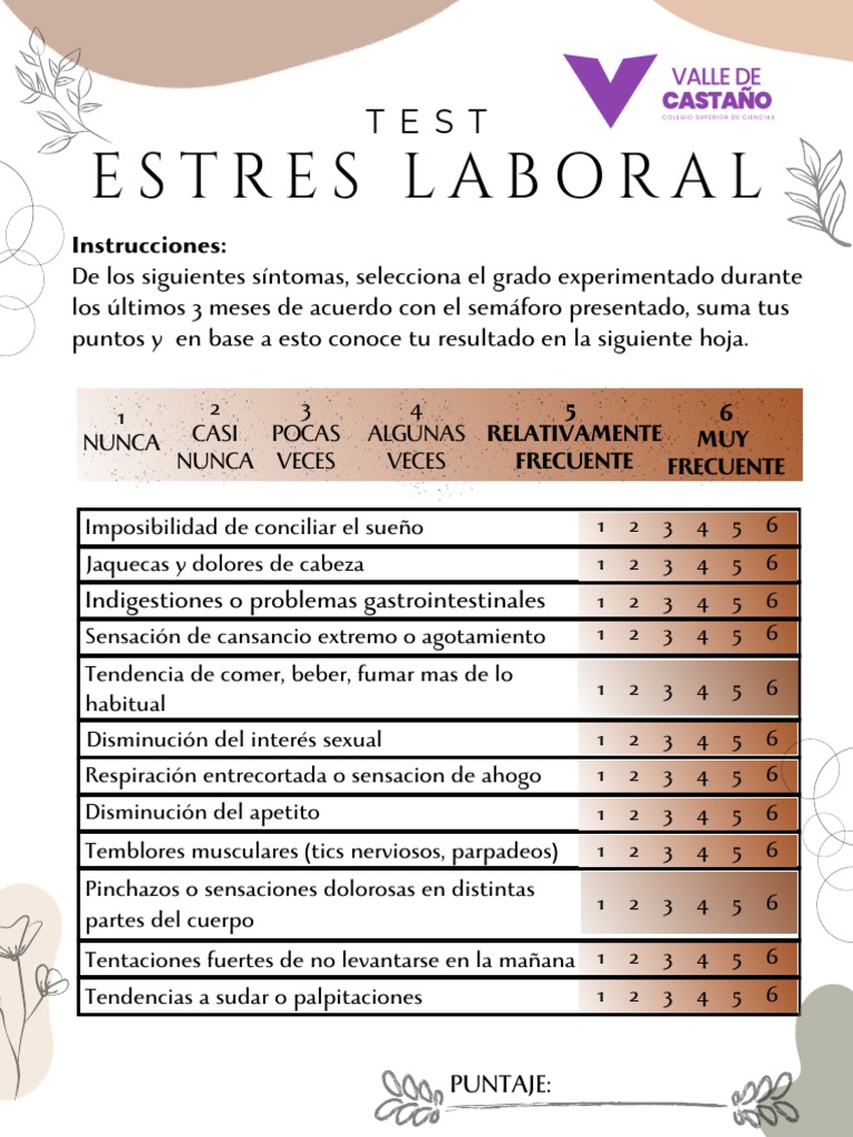 Test Estres Laboral 2 PDF | PDF | Estilo de vida