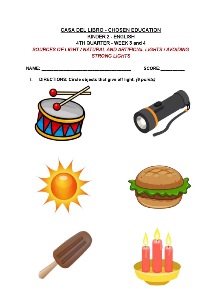 Week 3 - 4 - Sources of Light - Natural and Artificial Lights ...