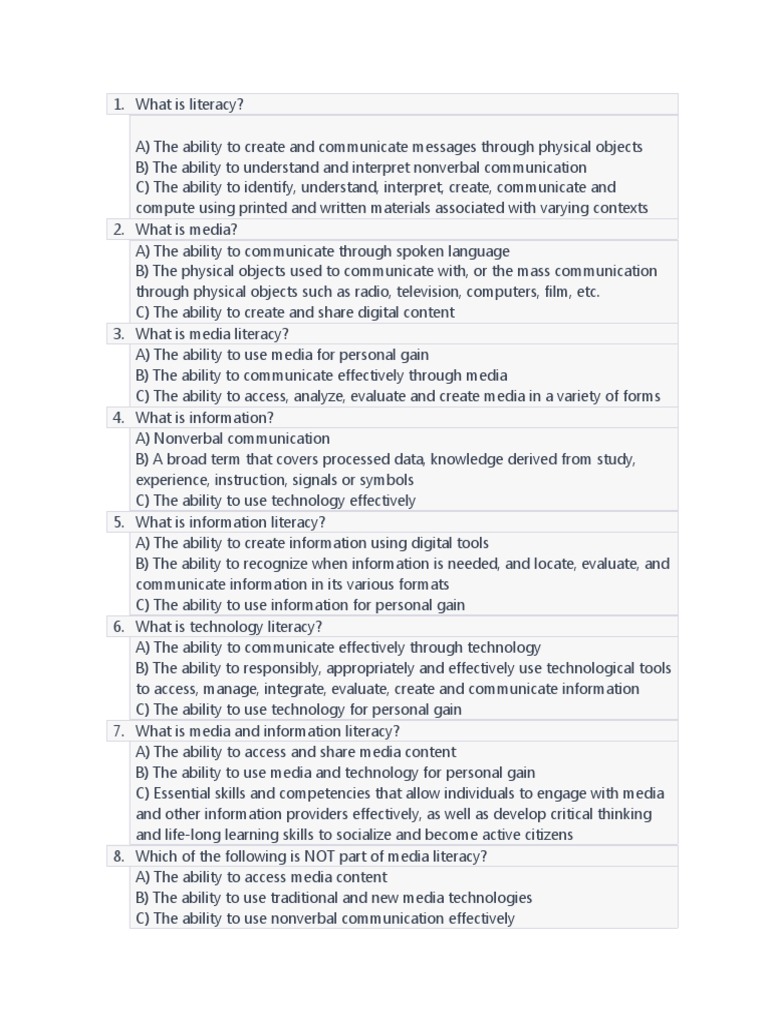 qUIZ 1 | PDF | Media (Communication) | Information Age