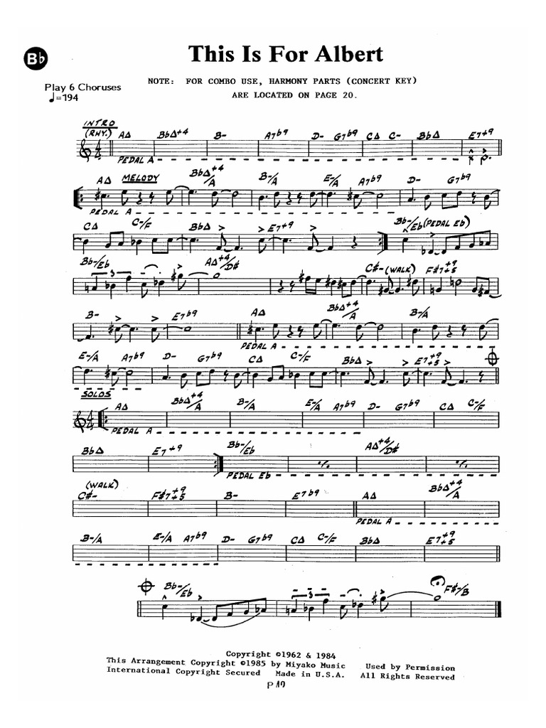 This Is For Albert - Tenor Sax | PDF