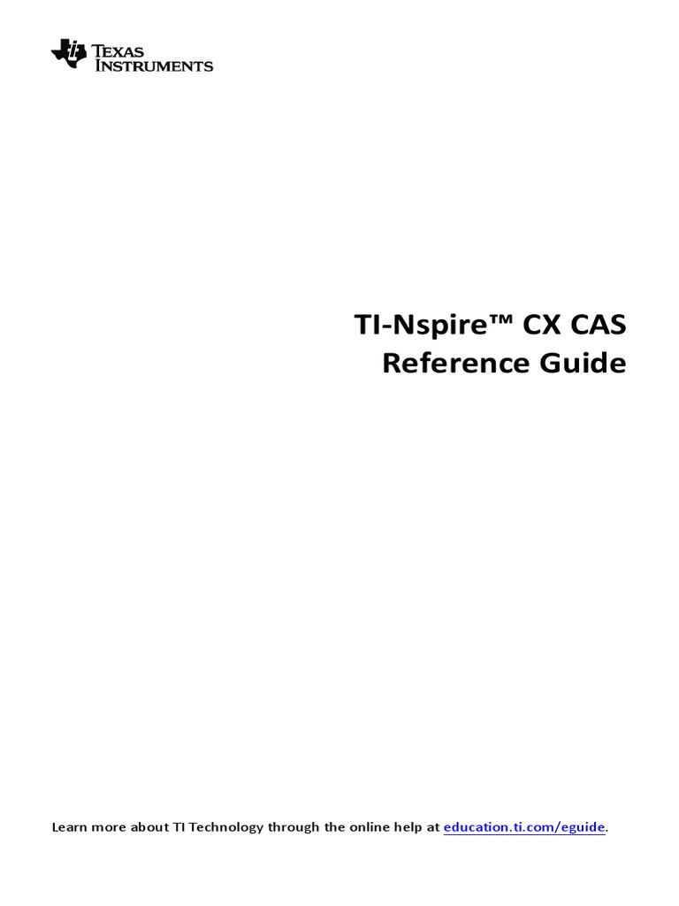 TI-NspireCAS Reference Guide EN PDF | PDF | Errors And Residuals | Analysis Of Variance