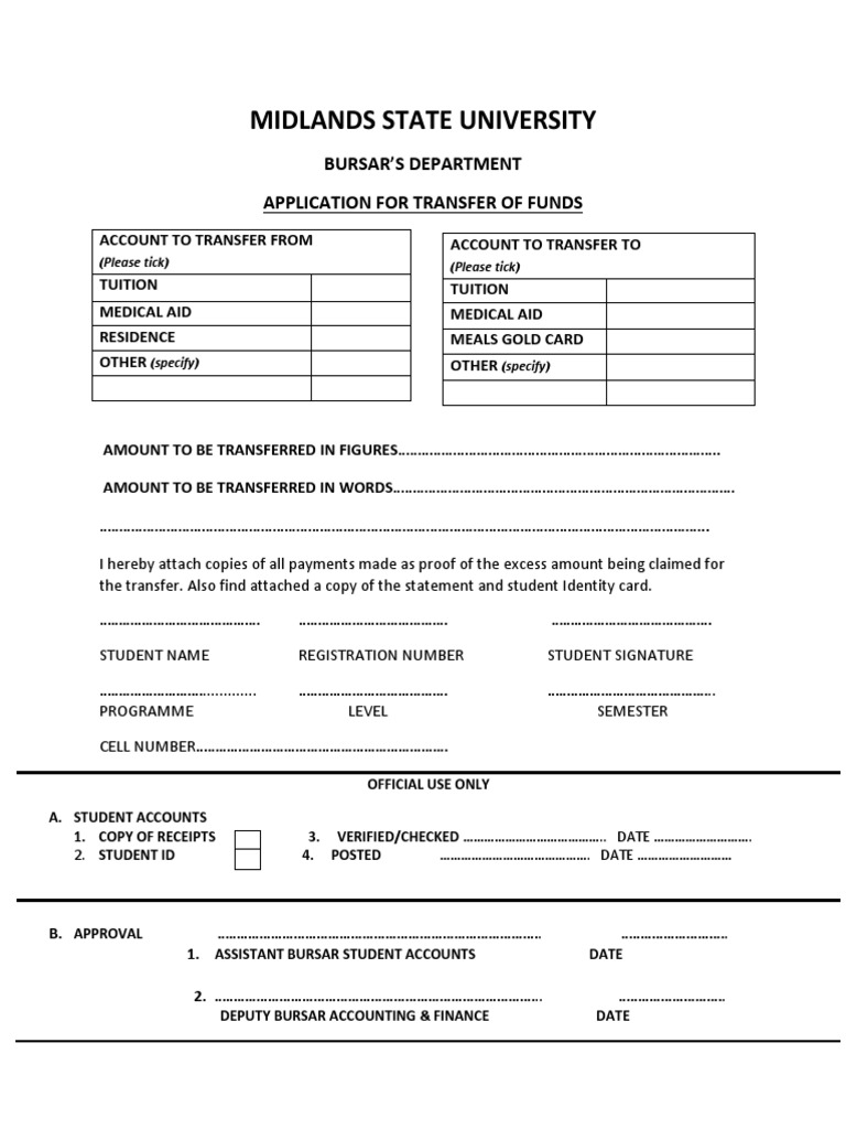 Fund Transfer Application Form | PDF
