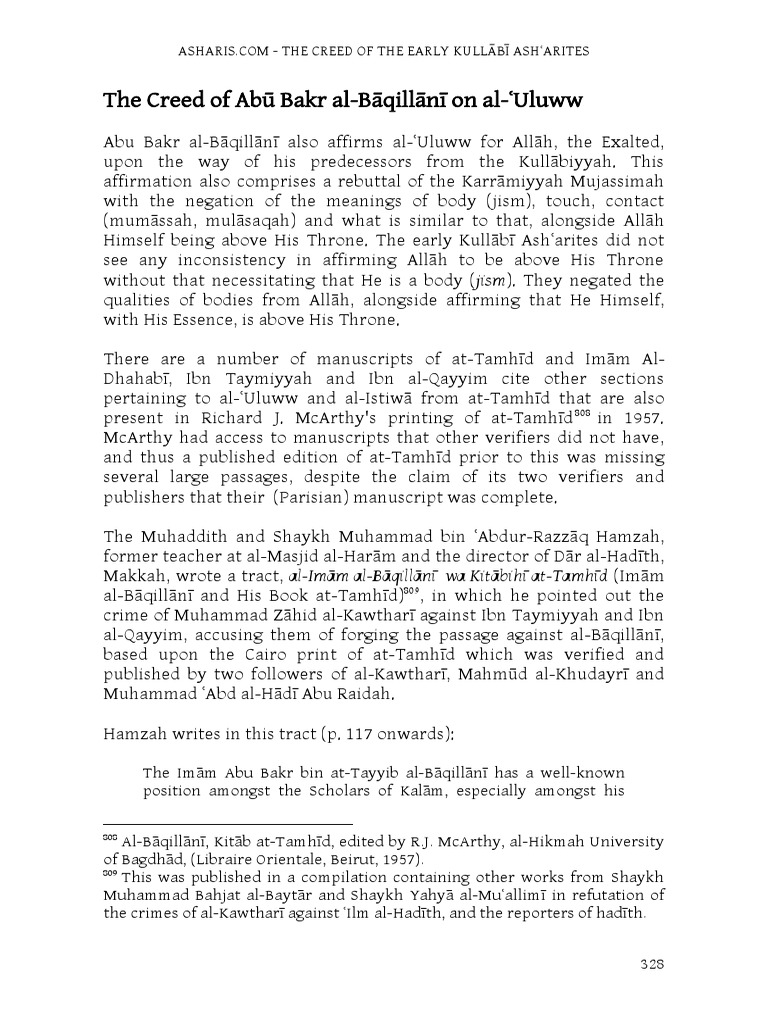 THE CREED OF THE EARLY KULLĀBĪ ASHʿARITES | PDF | God In Islam | Hadith