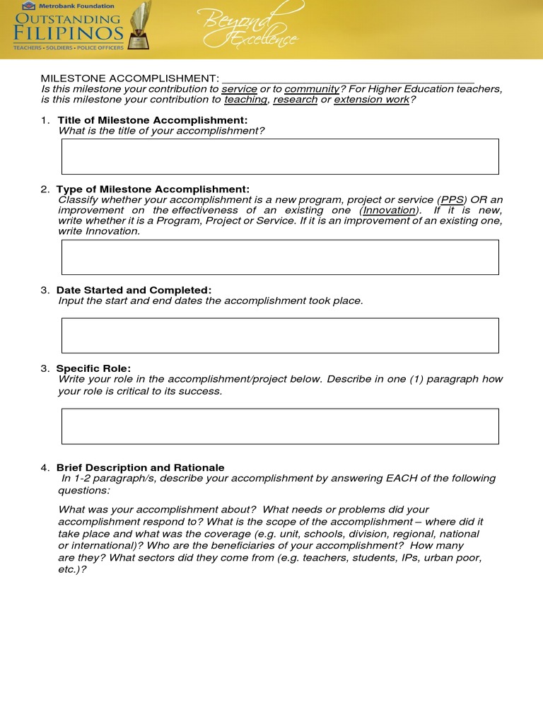 2023 Milestone Accomplishments Template | PDF | Innovation | Business