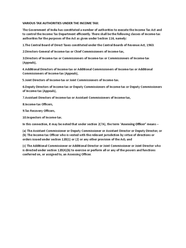 Income Tax Authorities Pdf