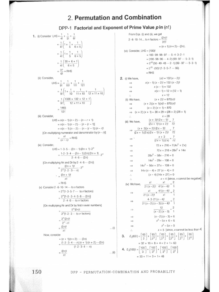 Permutation Combination - DPP1-9 - Solution | PDF