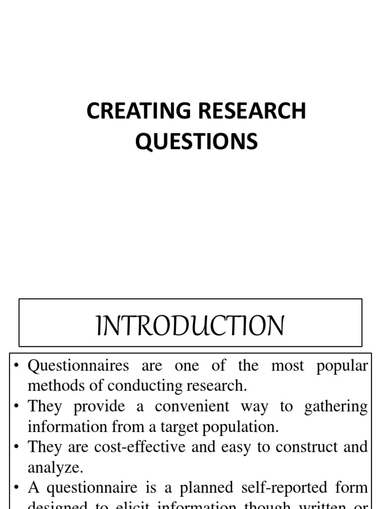 Creating Questionnaire | PDF | Survey Methodology | Questionnaire