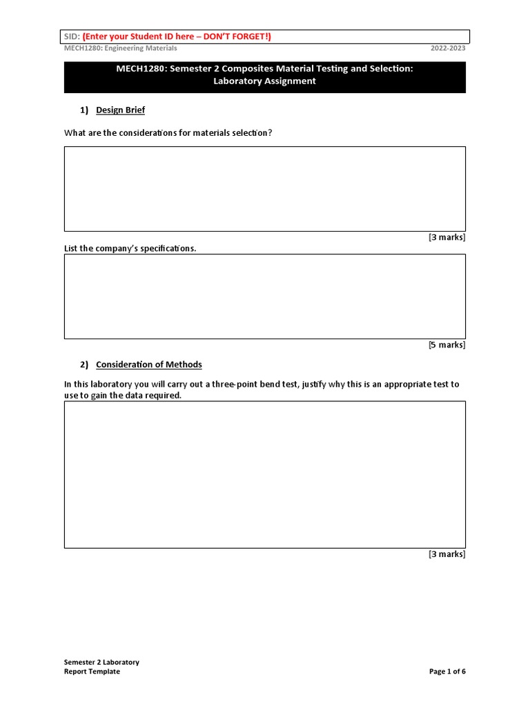 MECH1280 Semester 2 Lab Report For Minerva 22-23 | PDF | Strength Of ...