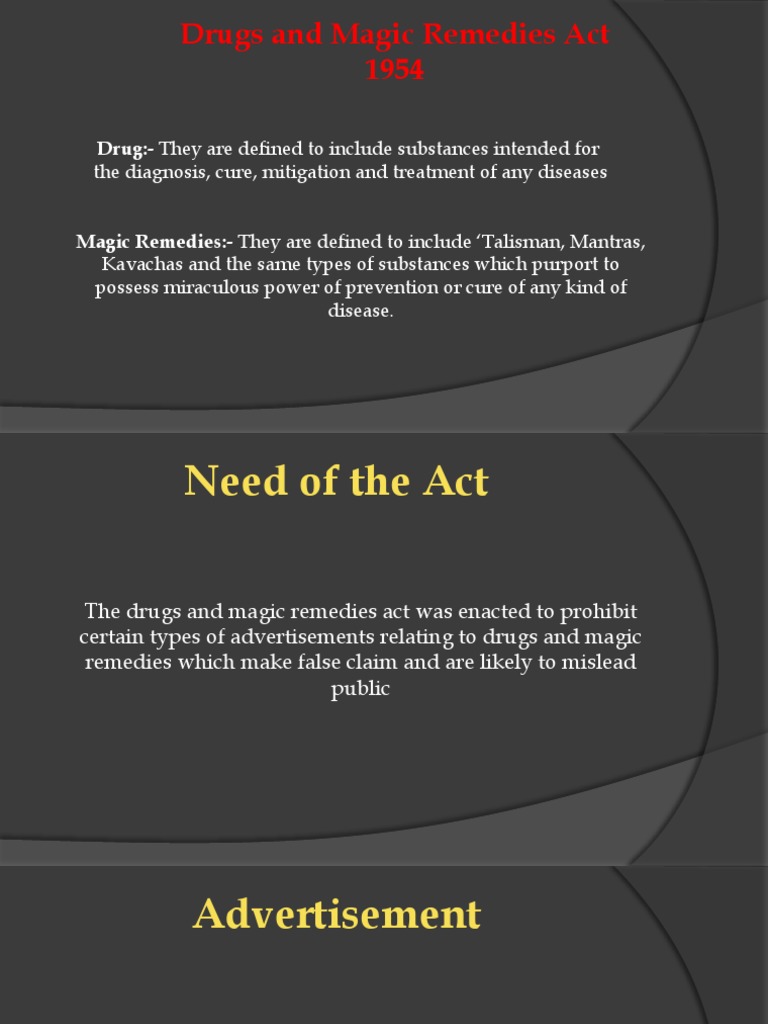 Drug and Magic Remedies Act Overview | PDF | Self-Improvement