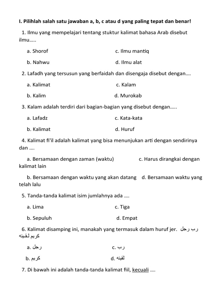 Soal Nahwu Shorof Pdf