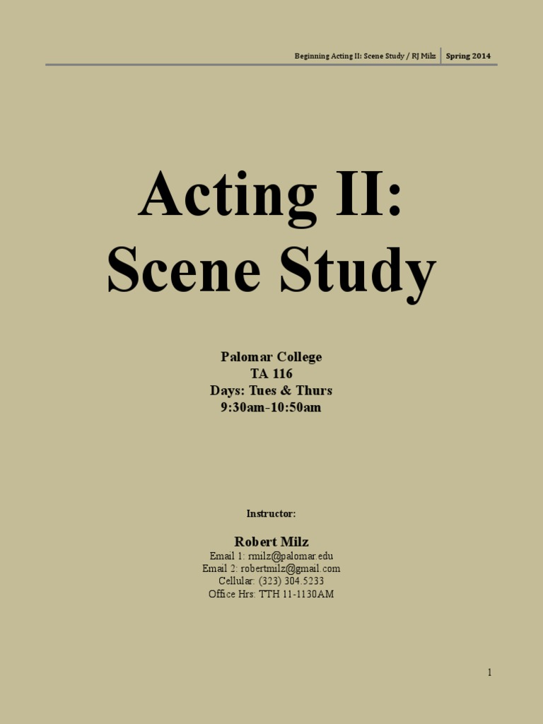 Acting II Scene Study Syllabus | PDF | Experience | Communication