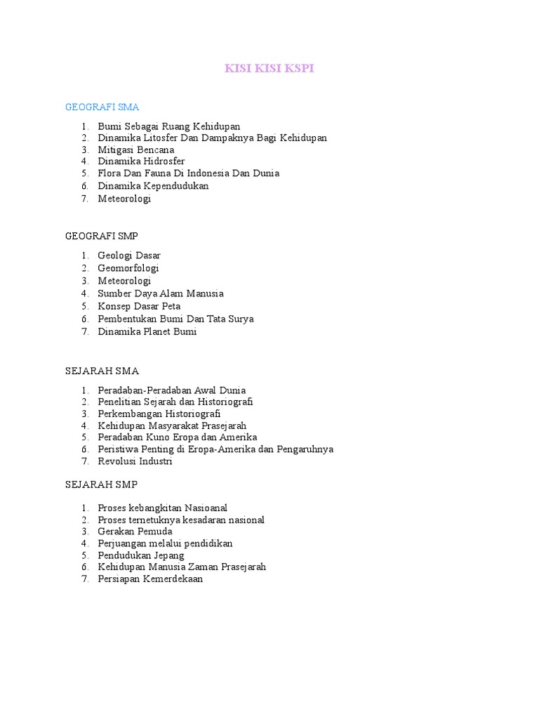 Kisi Kisi Kspi | PDF