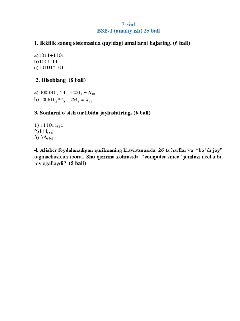 7-Sinf BSB-1 PDF | PDF