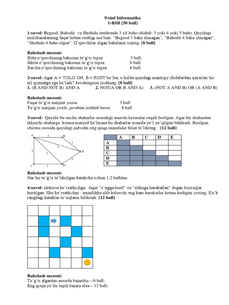 9-Sinf BSB-1 (Teacher) PDF | PDF