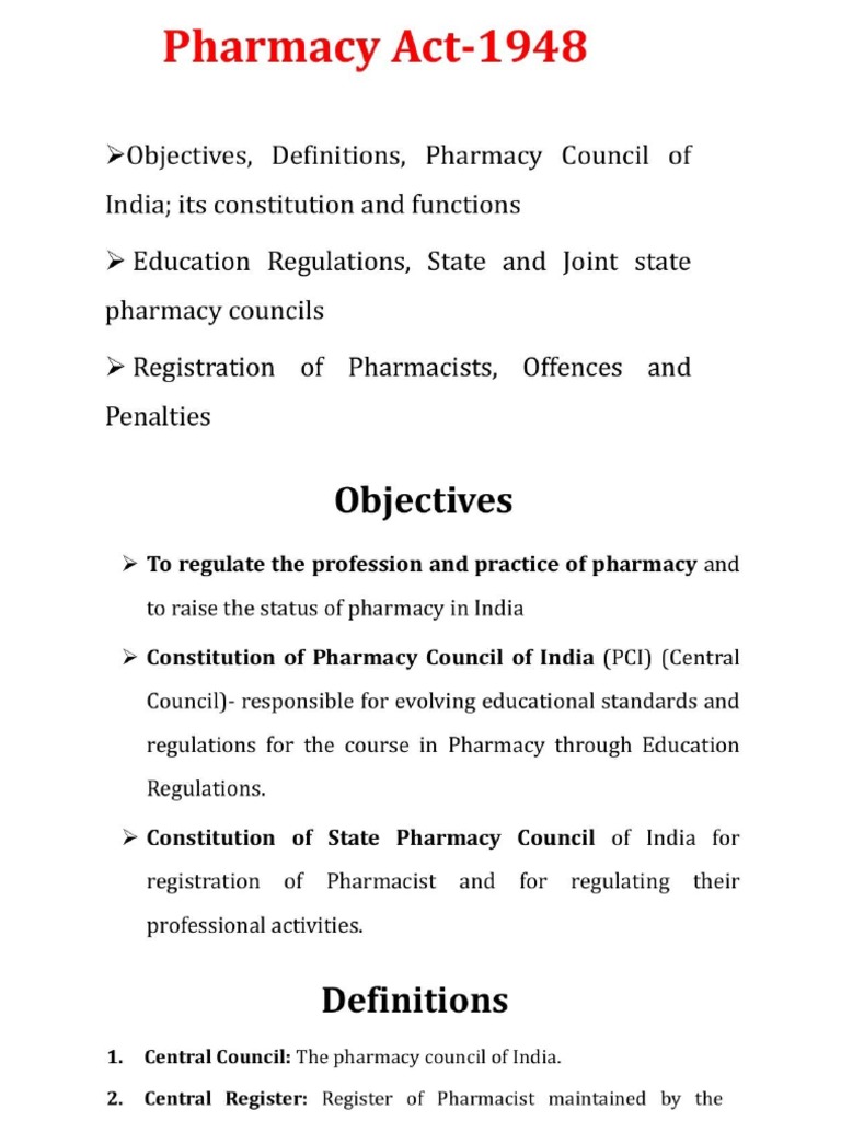 Pharmacy Act 1948 | PDF