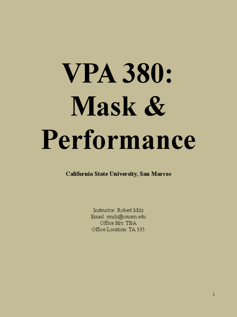 Vpa 380 Mask Performance | PDF | Mask | Theatre