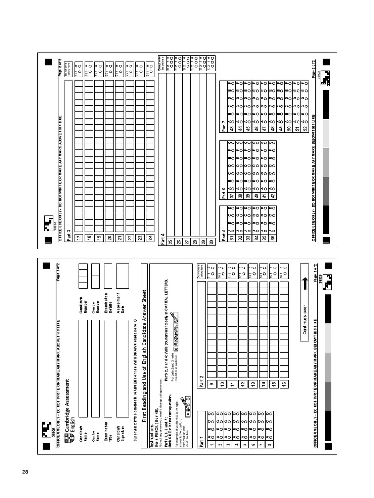 Answer Sheet FCE | PDF