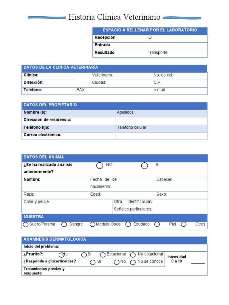 Historia Clinica Veterinaria | PDF | Especialidades Medicas | Medicina CLINICA