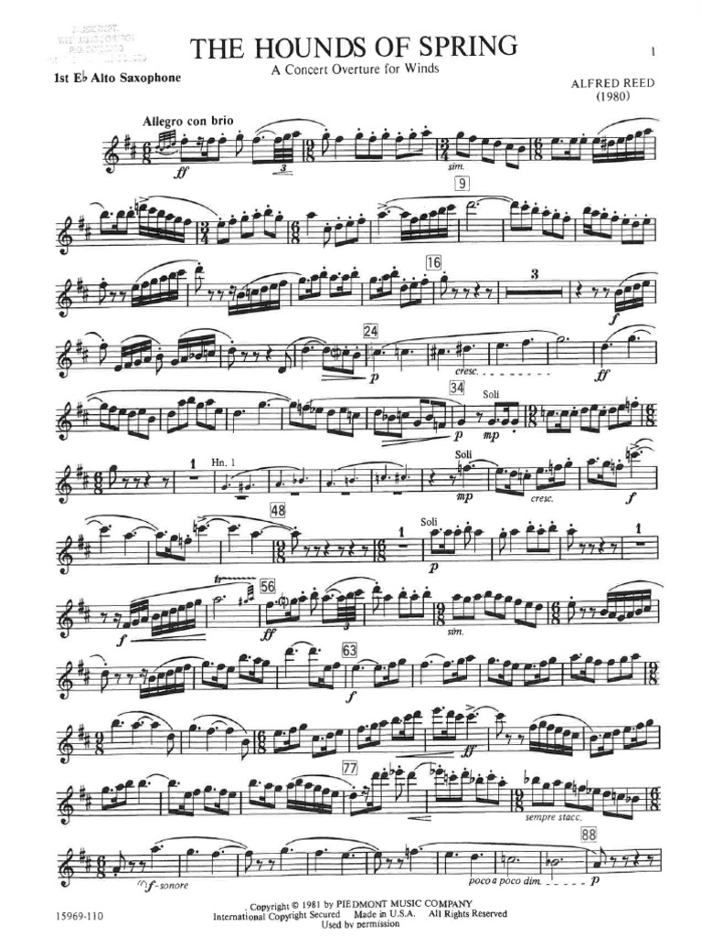 Hounds of Spring, Altos and Horns | PDF