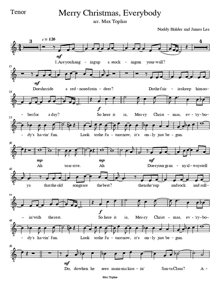 Merry - Christmas, - Everybody - Choir-Tenor | PDF | Christmas