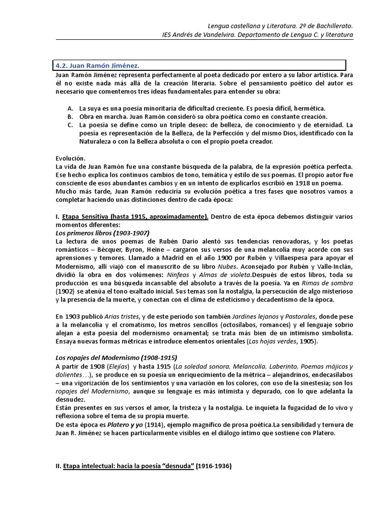 Tema 4. Juan Ramón Jiménez | PDF | Poesía