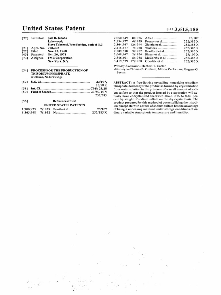 United States Patent: ABSTRACT: A Free-Flowing Crystalline Noncaking ...