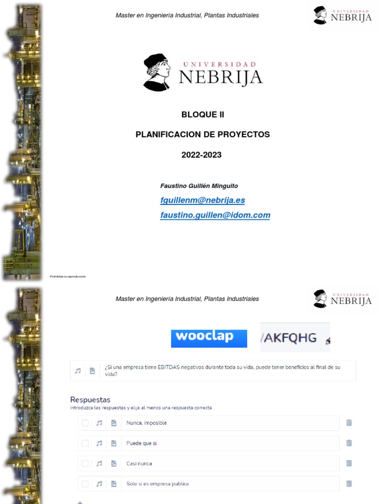 PLANTAS INDUSTRIALES-UNIVERSIDAD NEBRIJA BLOQUES II. PLANIFICACION DE PROYECTOS Rev1 | PDF ...