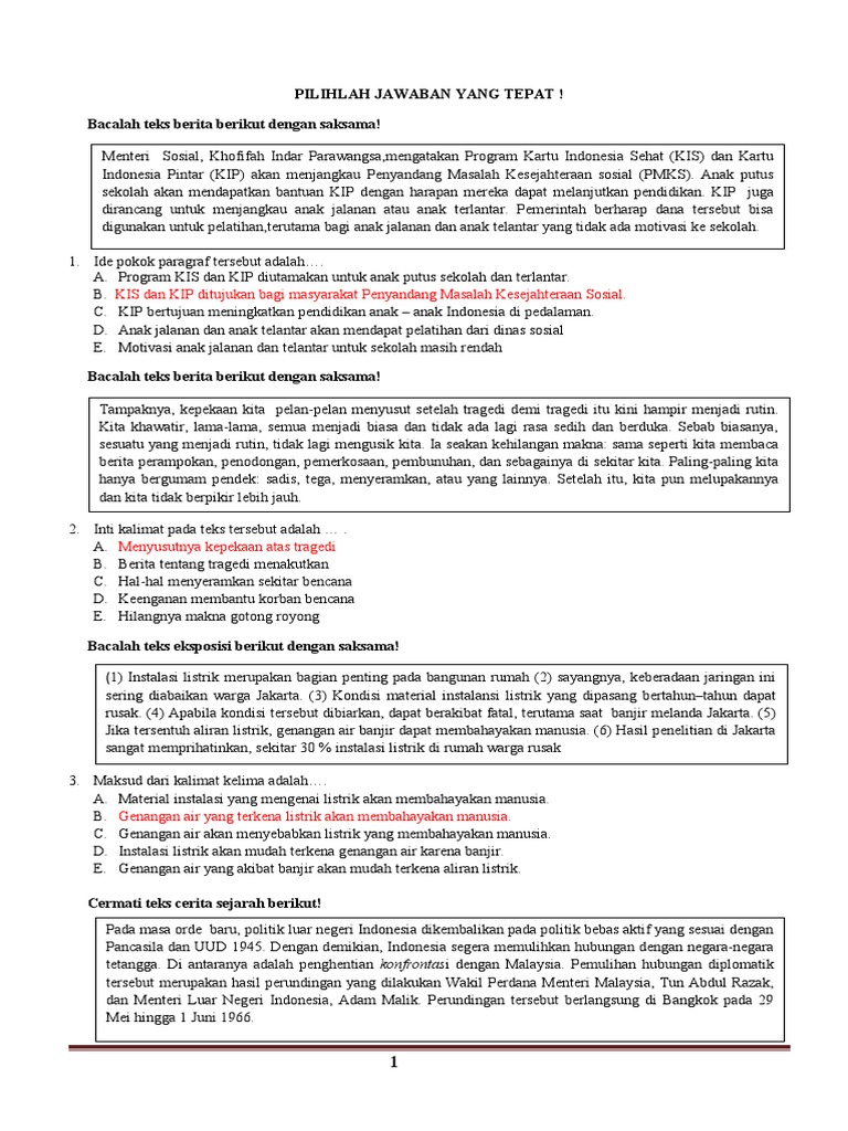 SOAL B. Indonesia - 12 Mia Iis - FIKS | PDF