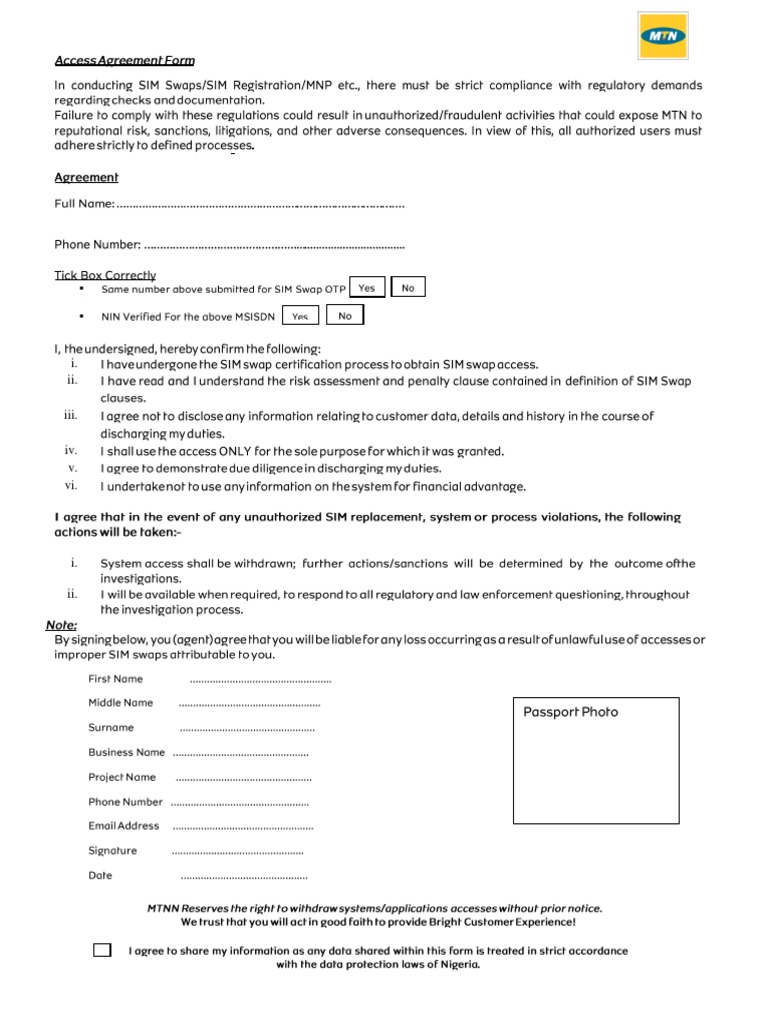 Access Agreement Form. Updated February 2021 | PDF