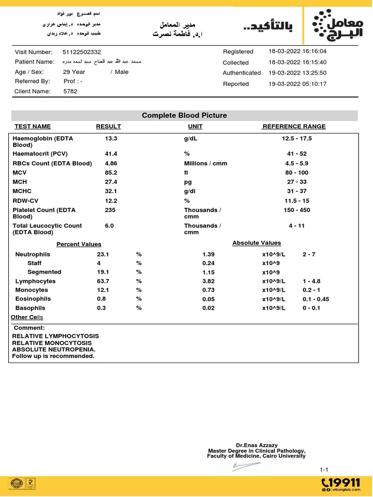 Complete Blood Picture Analysis | PDF | Hematology | Clinical Pathology
